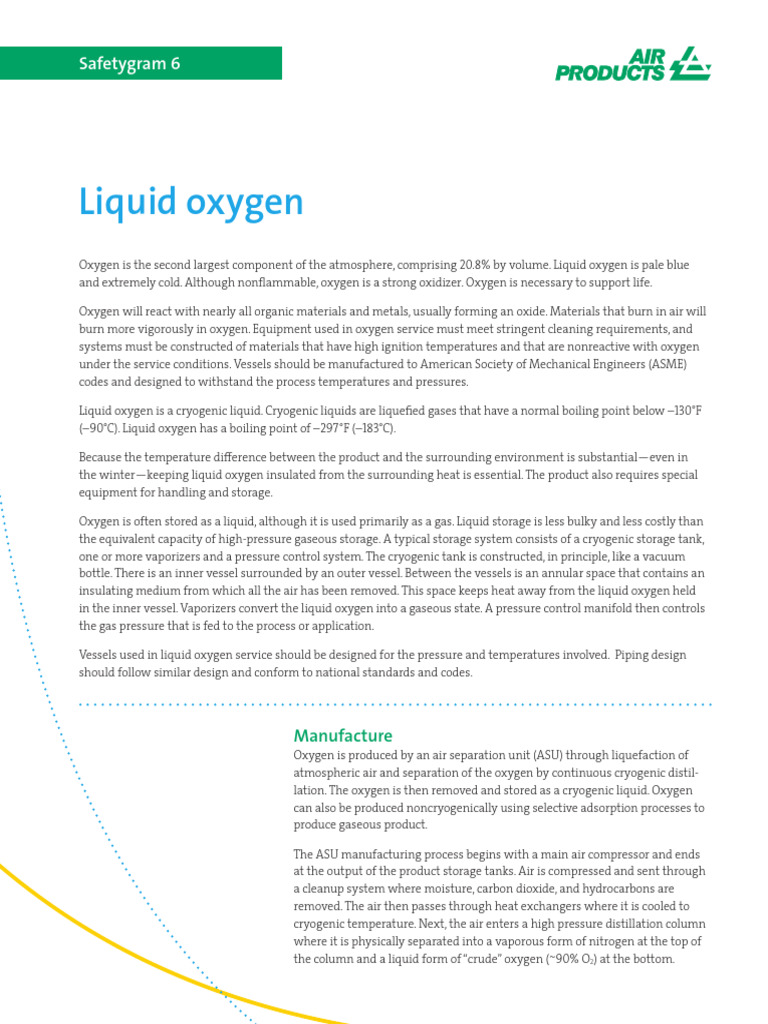 900 13 078 US Liquid Oxygen Safetygram 6 | PDF | Oxygen | Liquids