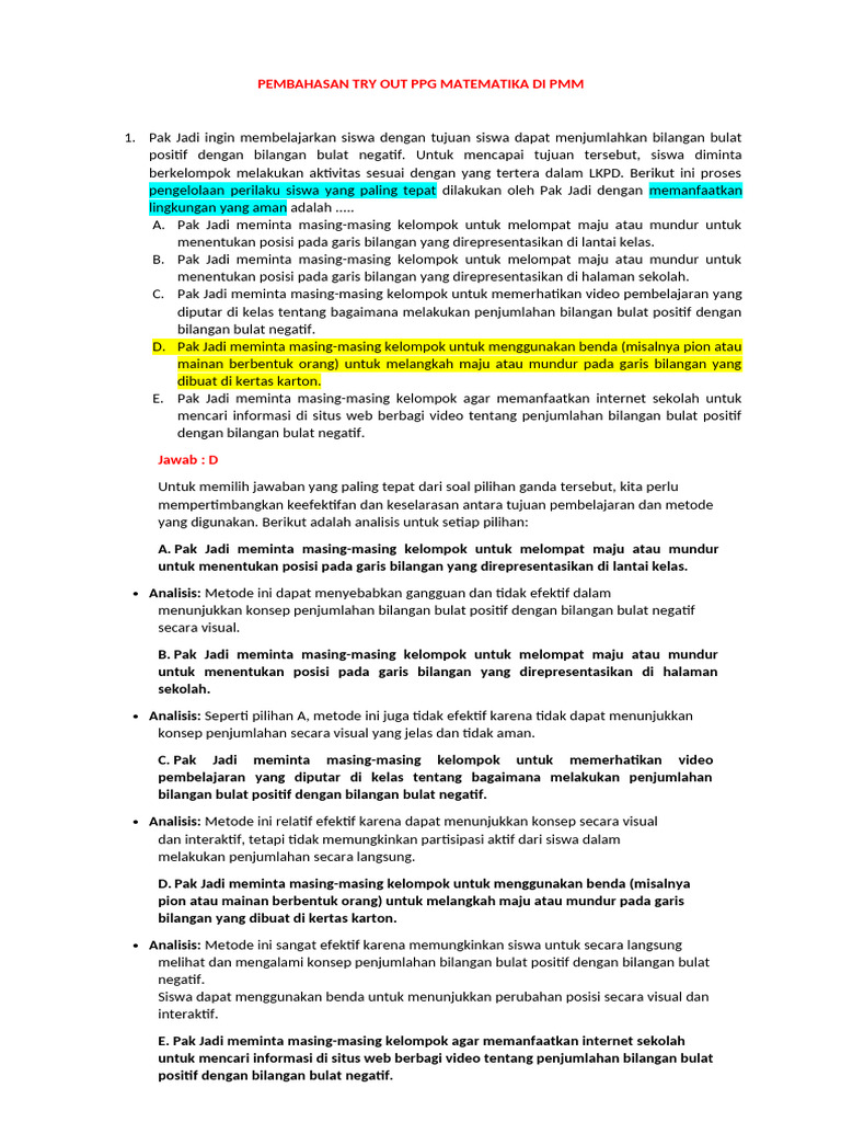 Pembahasan Try Out PPG Matematika | PDF | Karier & Perkembangan