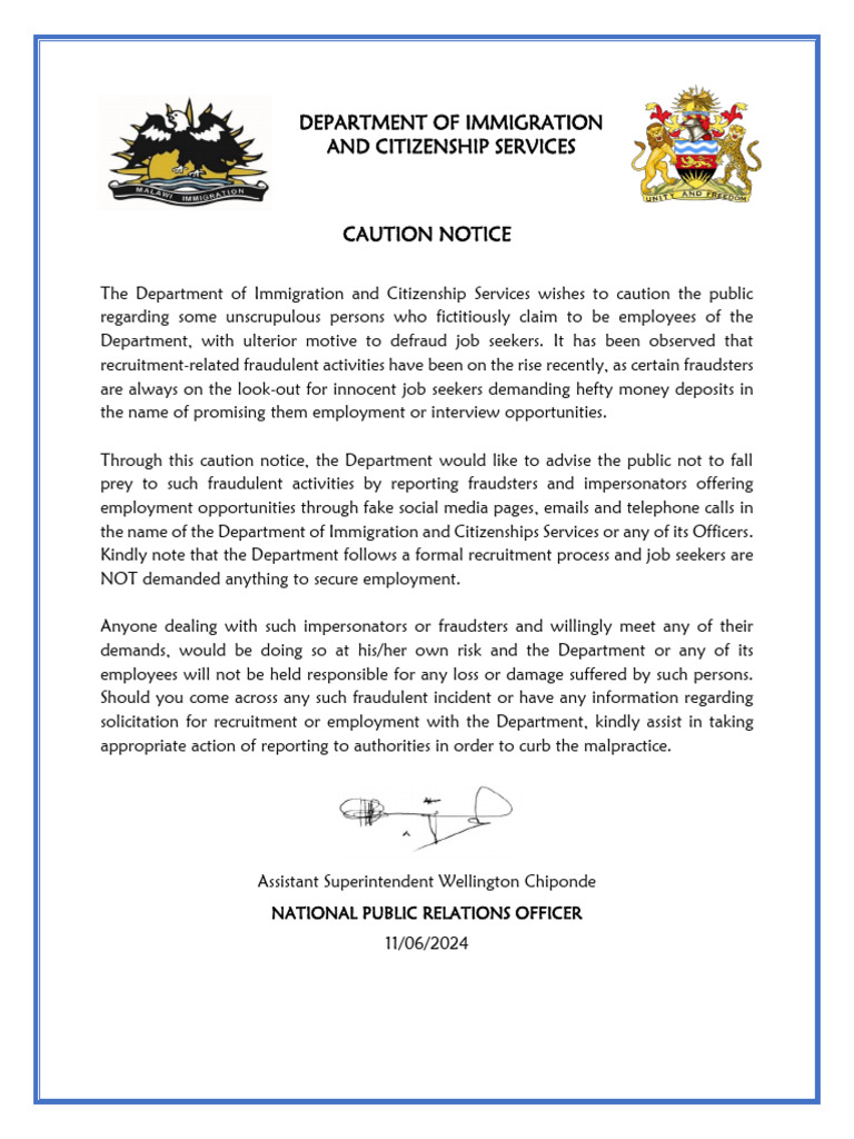 Immigration Fraud Warning Notice | PDF