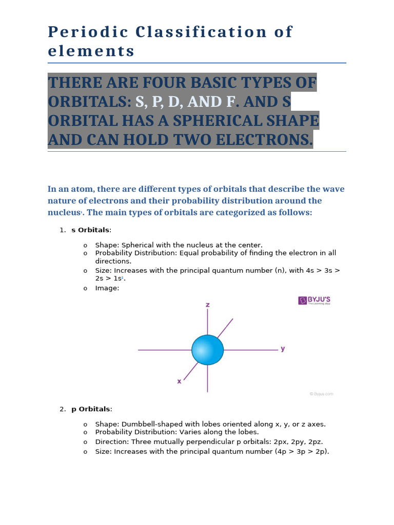 There Are Four Basic Types of Orbitals | PDF | Transition Metals ...