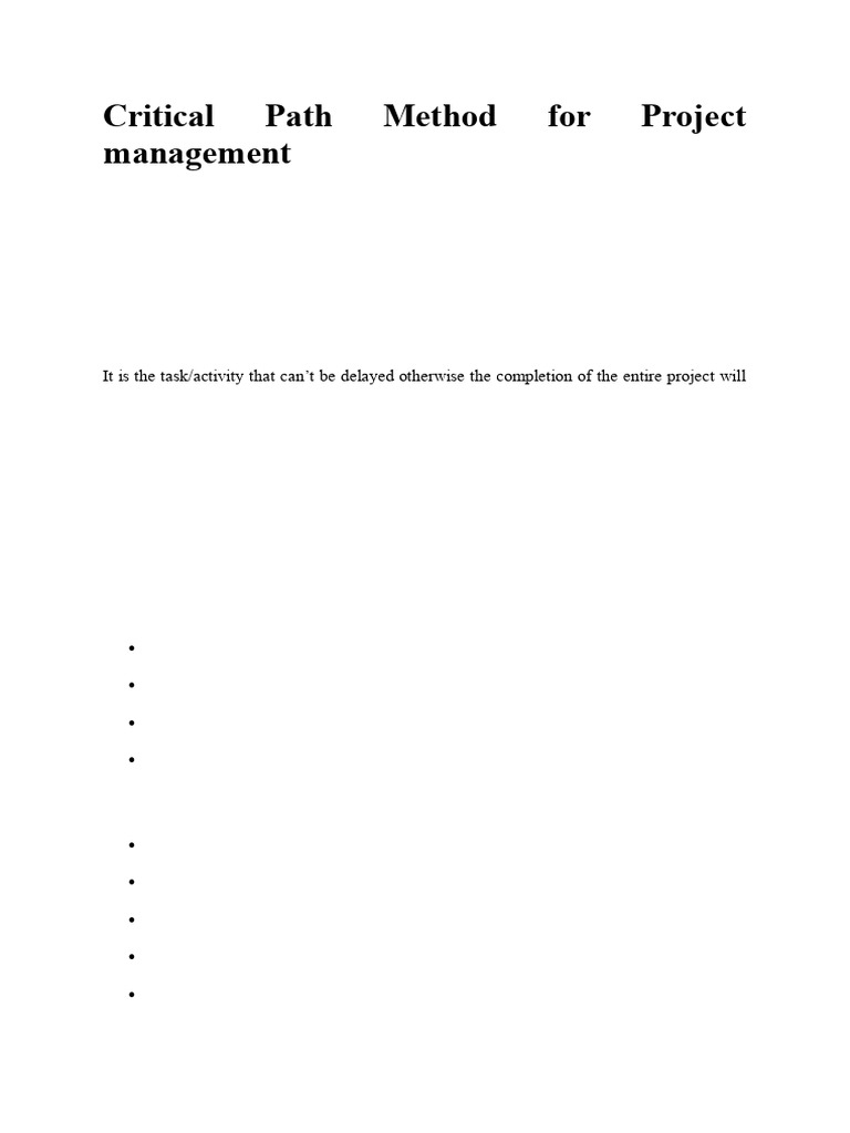 1.11 Critical Path Method For Project | PDF | Project Management