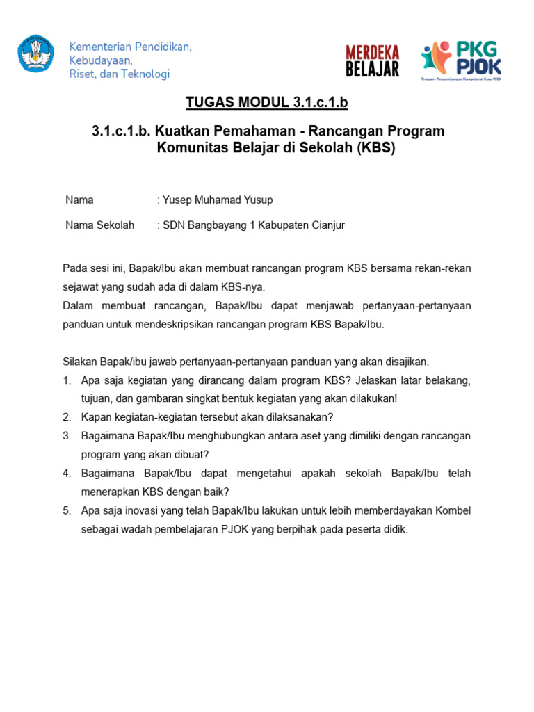 Rancangan Program KBS untuk Pembelajaran Olahraga | PDF
