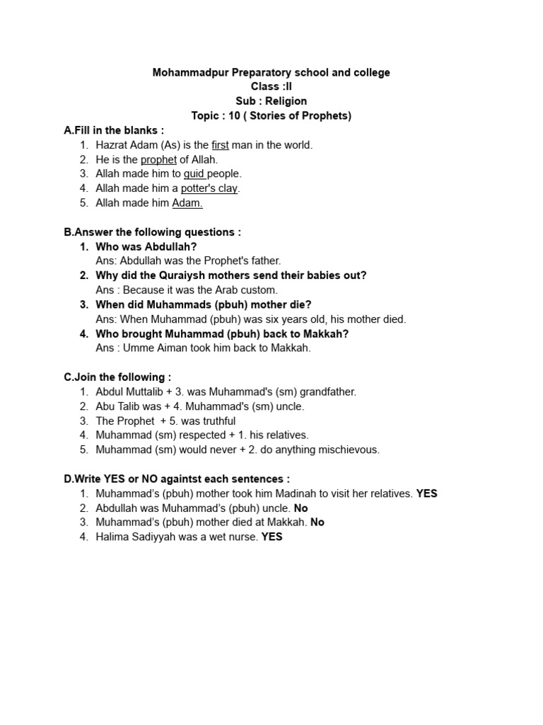 Class2 Religion Topic 10 Note | PDF