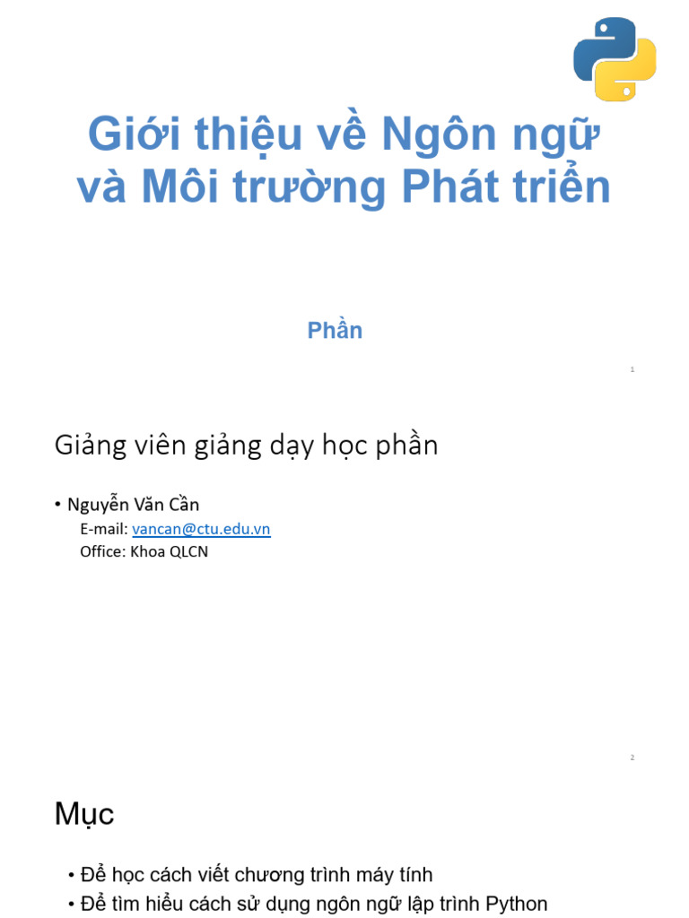 Gioi Thieu Python Phan 1 | PDF
