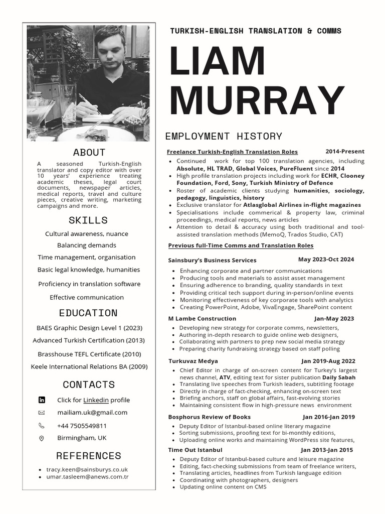 Liam Murray-Translation CV-2024 | PDF | Editing | News