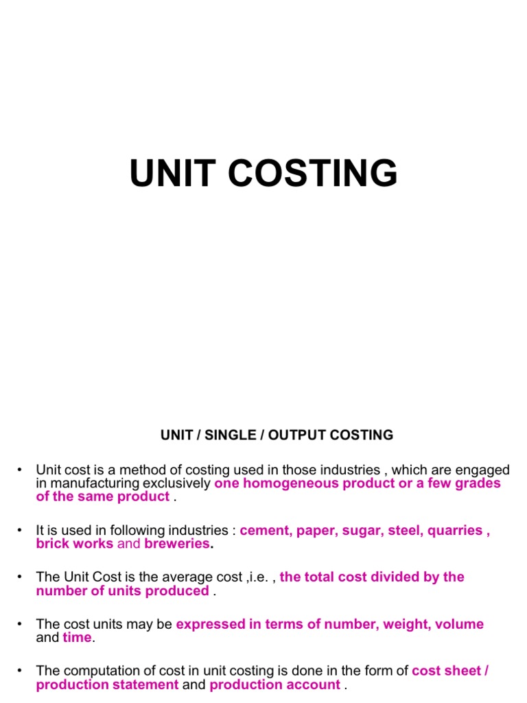 4587 - 2179 - 10 - 1486 - 54 - Unit Costing | PDF | Inventory | Cost