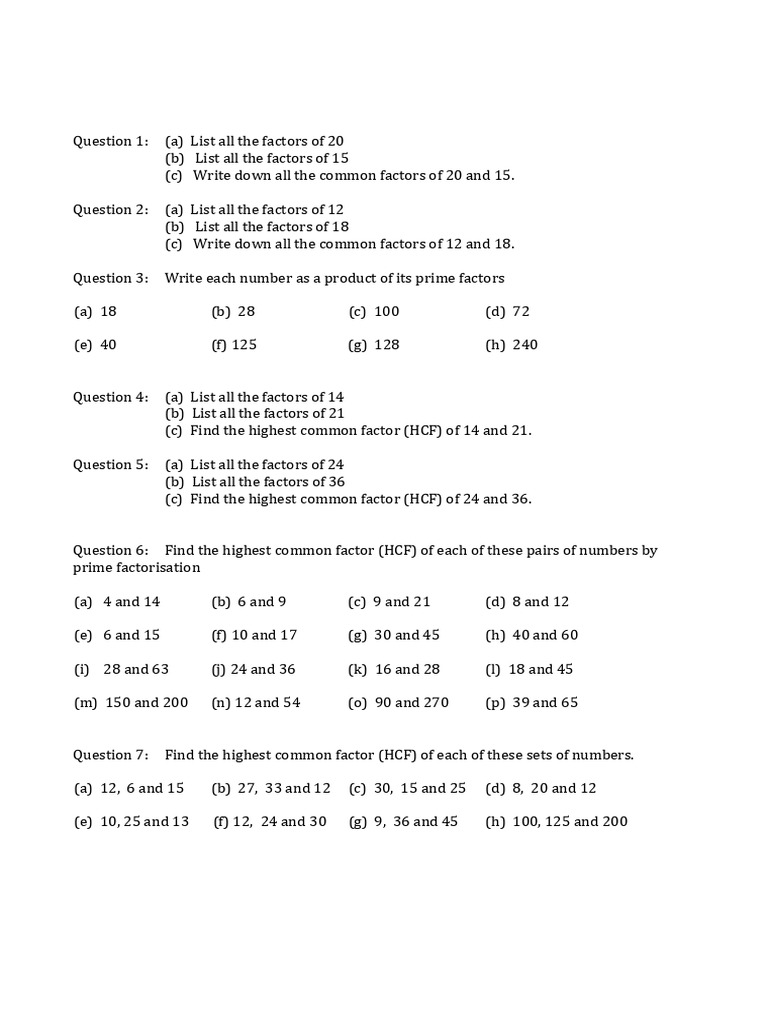 Factors and HCF PDF | PDF