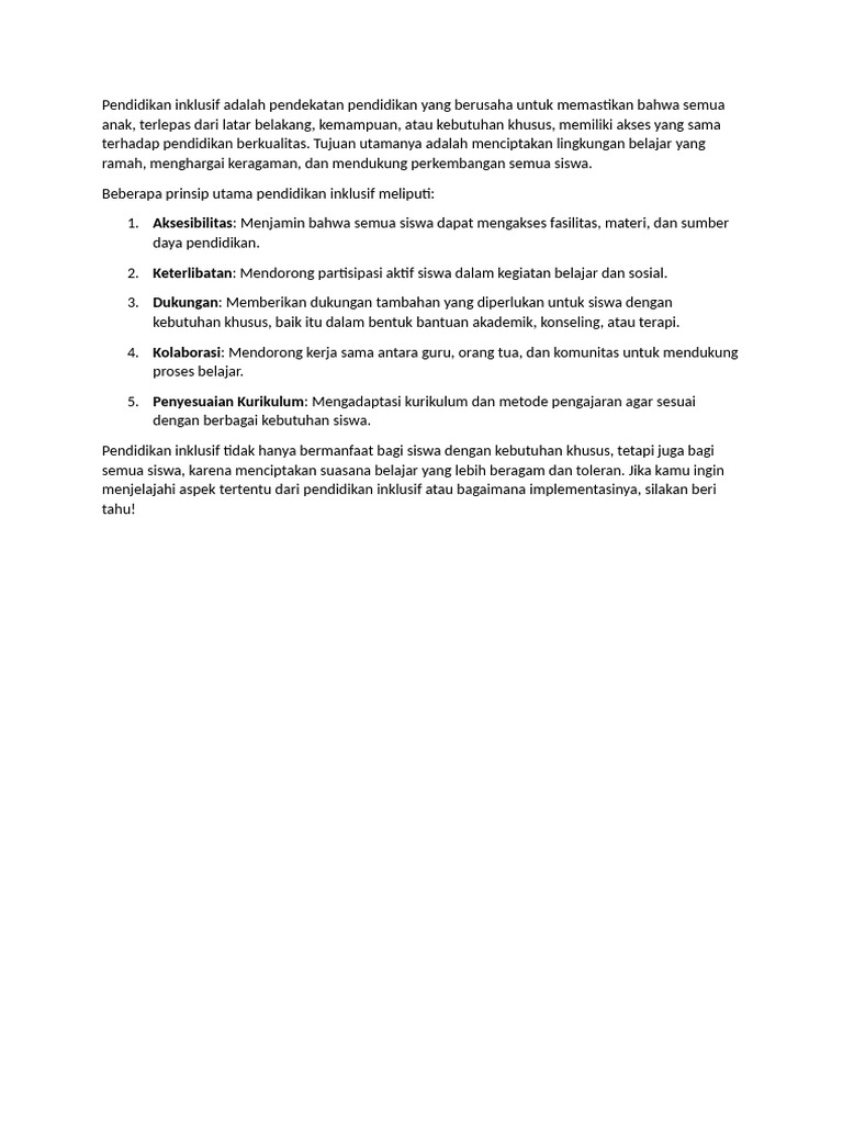 Pendidikan Inklusif Adalah Pendekatan Pendidikan Yang Berusaha Untuk ...