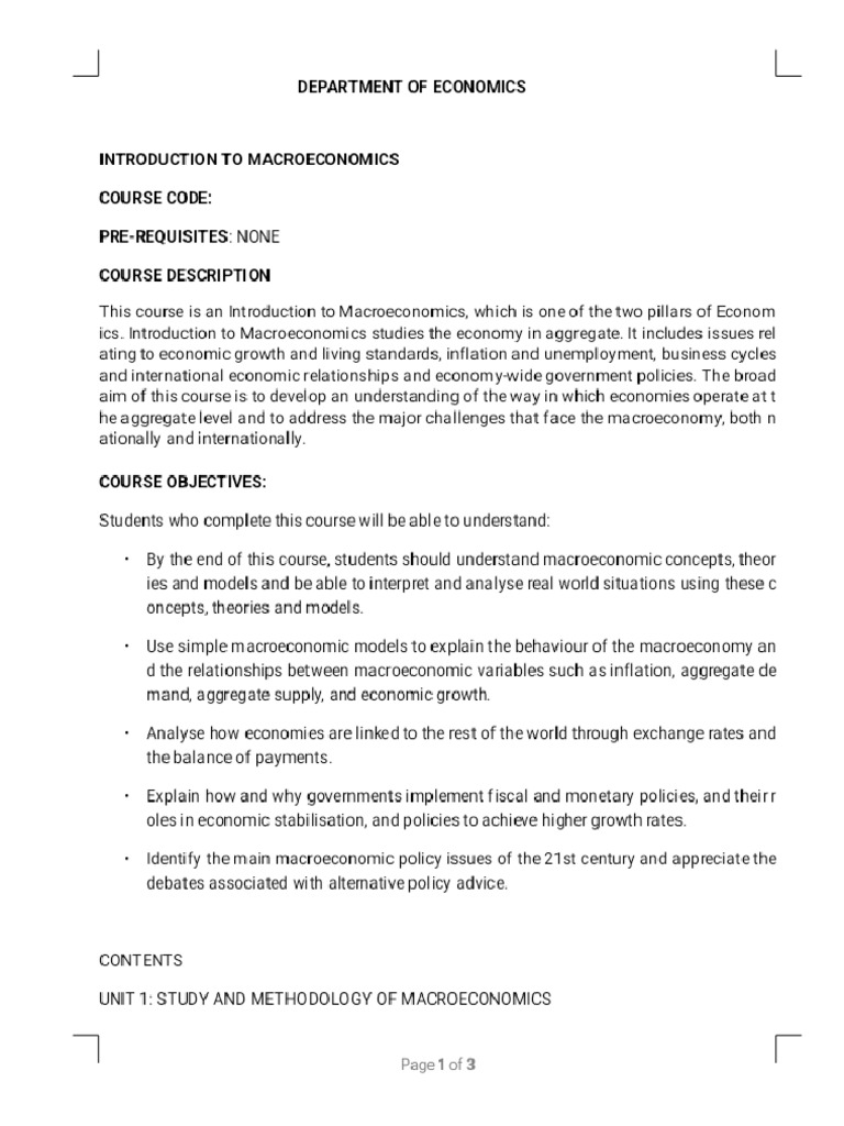 Macro Course Outline | PDF