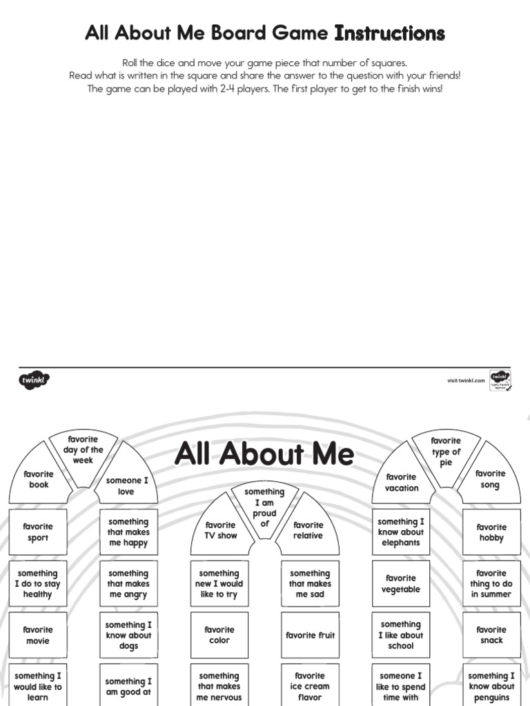 BW All About Me Board Game | PDF | Foods