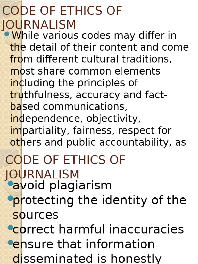 Journalism Code of Ethics Overview | PDF