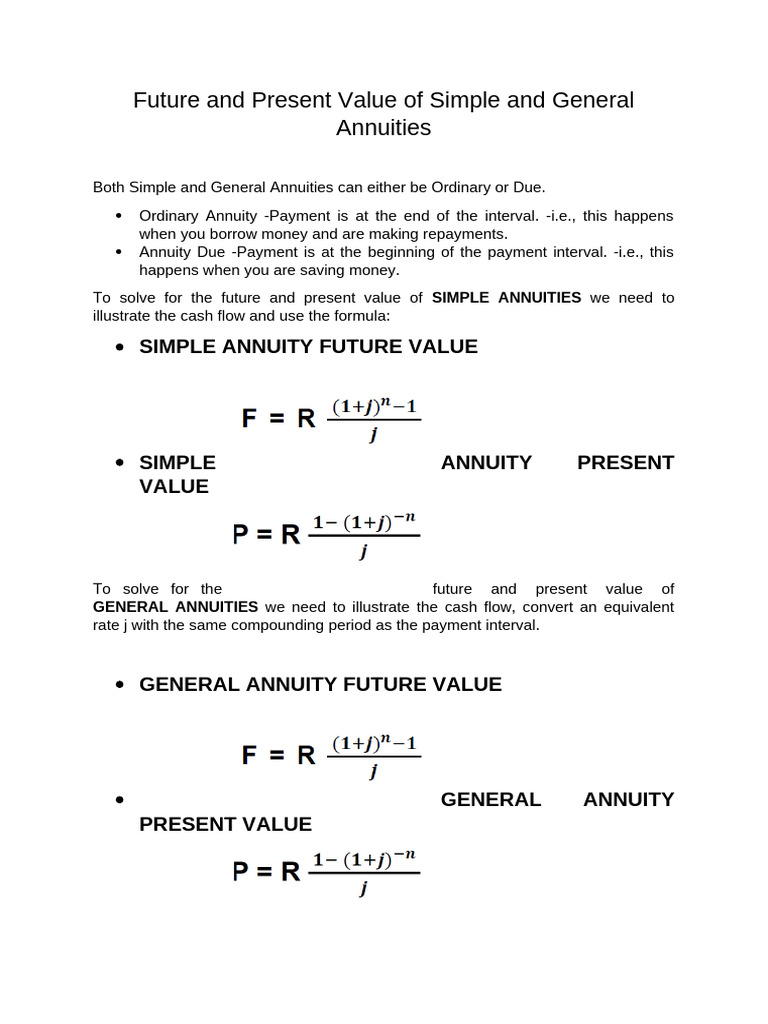 Future and Present Value of Simple and General Annuities | PDF | Law