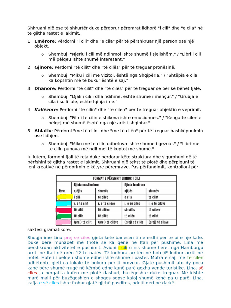 Përemrat Lidhorë | PDF