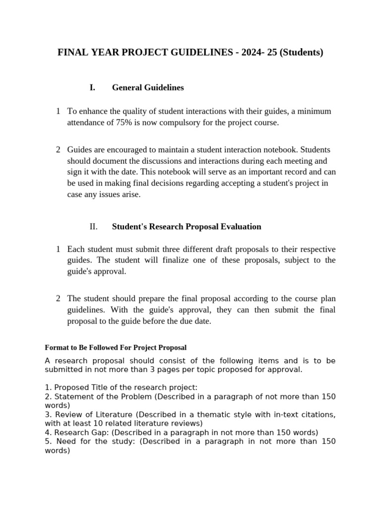 Final Year Project Guidelines 2024-25 | PDF | Student's T Test ...