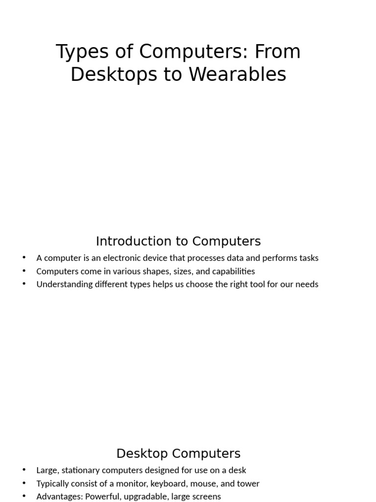 Types of Computers From Desktops To Wearables | PDF | Desktop Computer ...