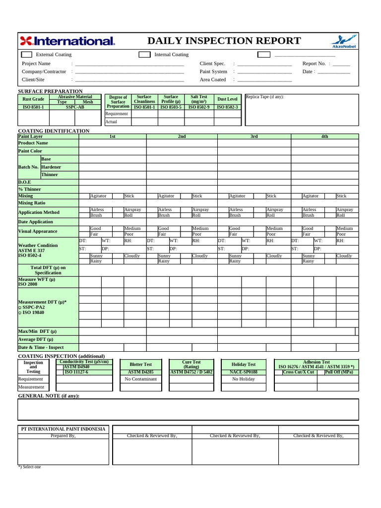 Daily Inspection Report_Freelance | PDF | Paint | Materials Science