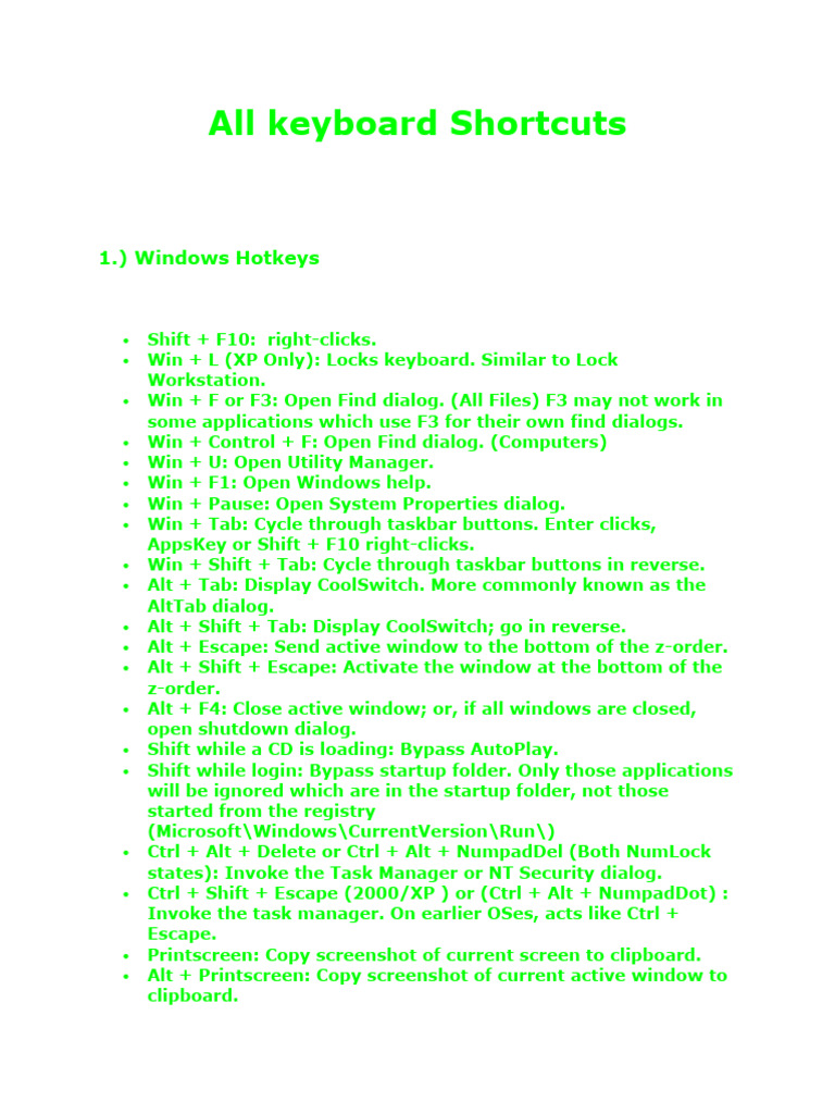 All Dos and Shortcut | PDF | Computer File | Windows Registry