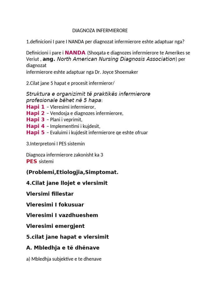 Nanda: North American Nursing Diagnosis Association | PDF