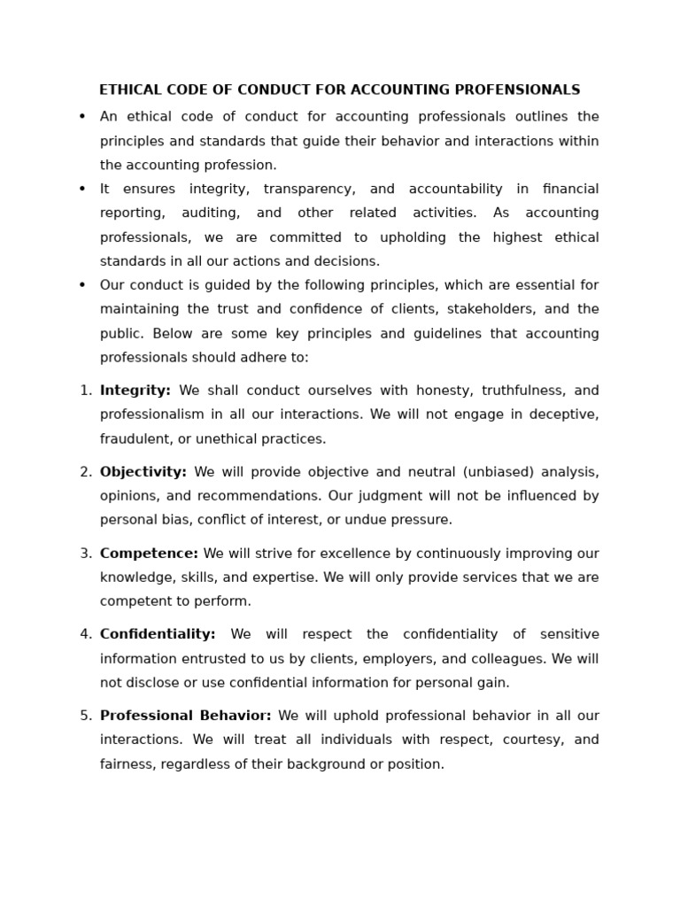 ethical code | PDF | Accounting | Conflict Of Interest