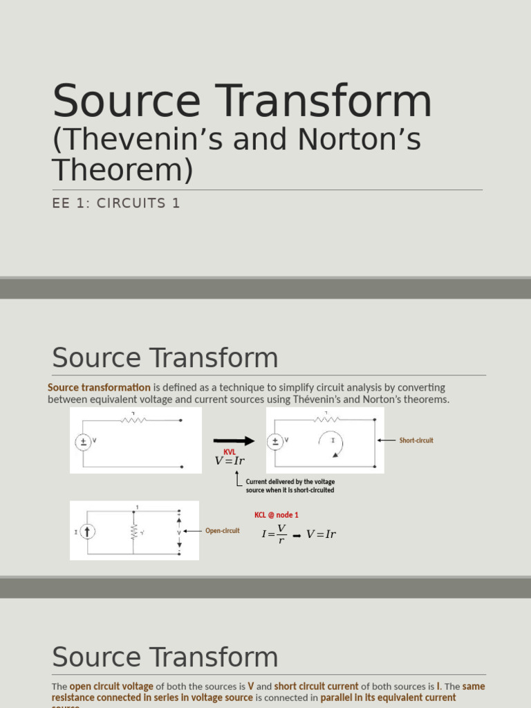 Source Transform Thevenin and Norton | PDF | Electrical Network ...