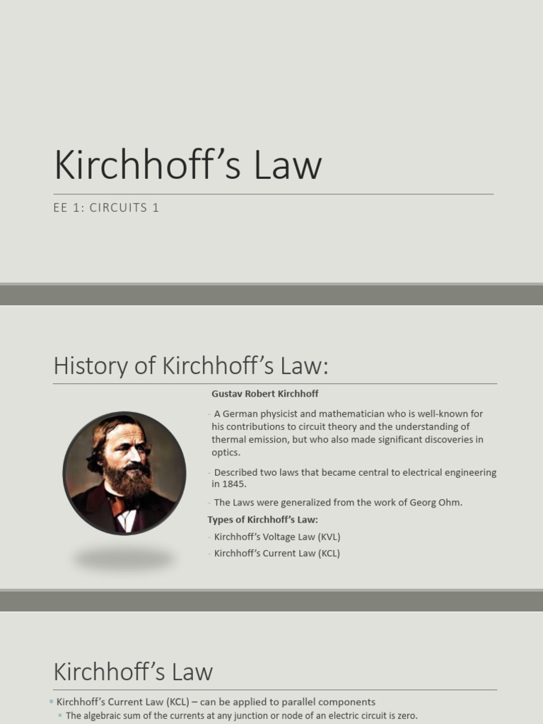 Kirchhoffs Law | PDF | Series And Parallel Circuits | Voltage