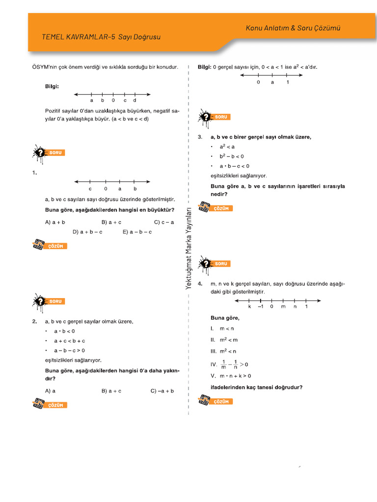 Sayı Doğrusu 1. Ders PDF | PDF