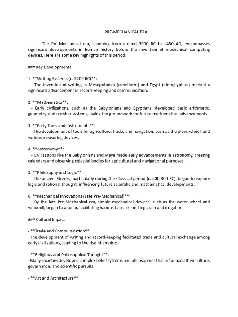 Pre Mechanical | PDF | Machines | Mesopotamia