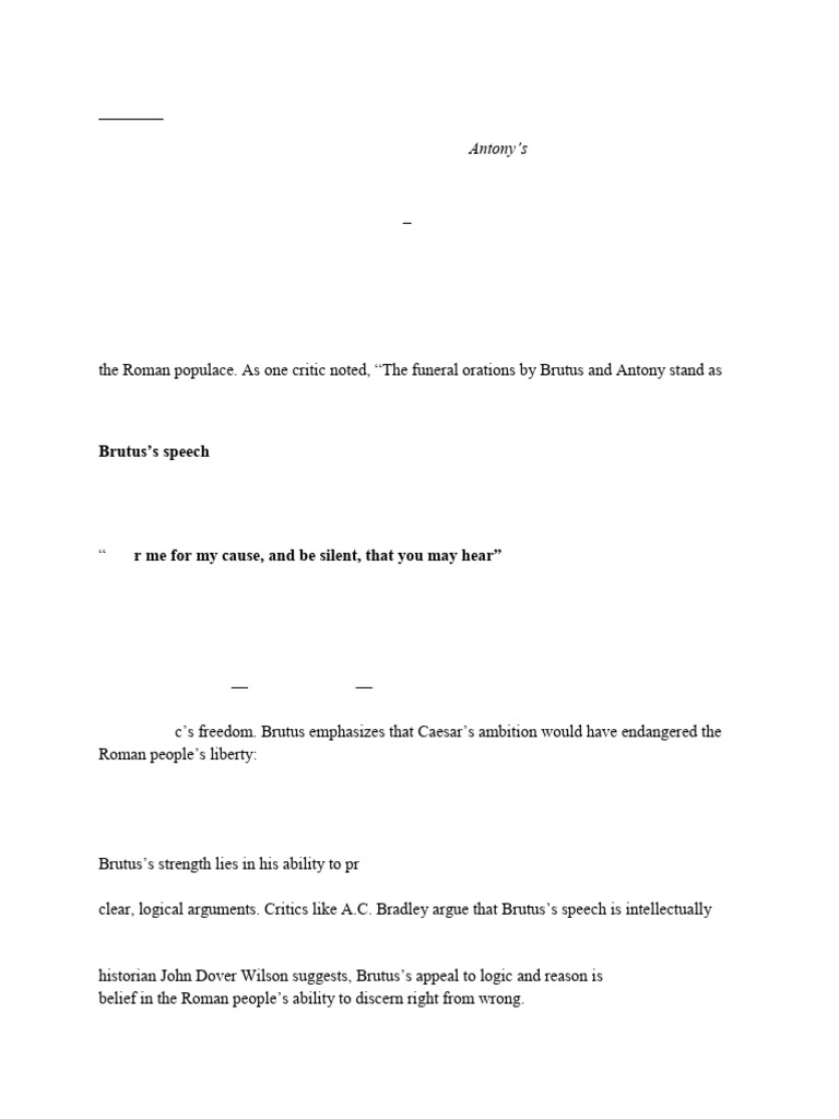 Comparative Analysis of Effectiveness of Antony's and Brutus Speech ...