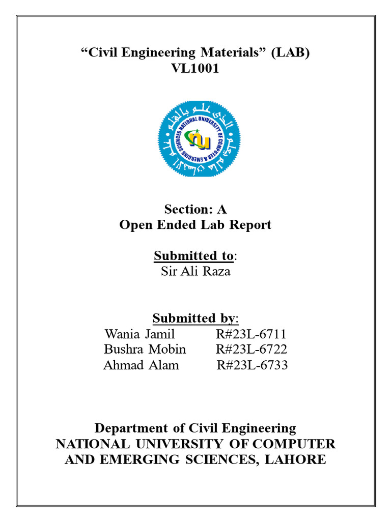 Civil Engineering Materials Lab Report | PDF | Sand | Brick