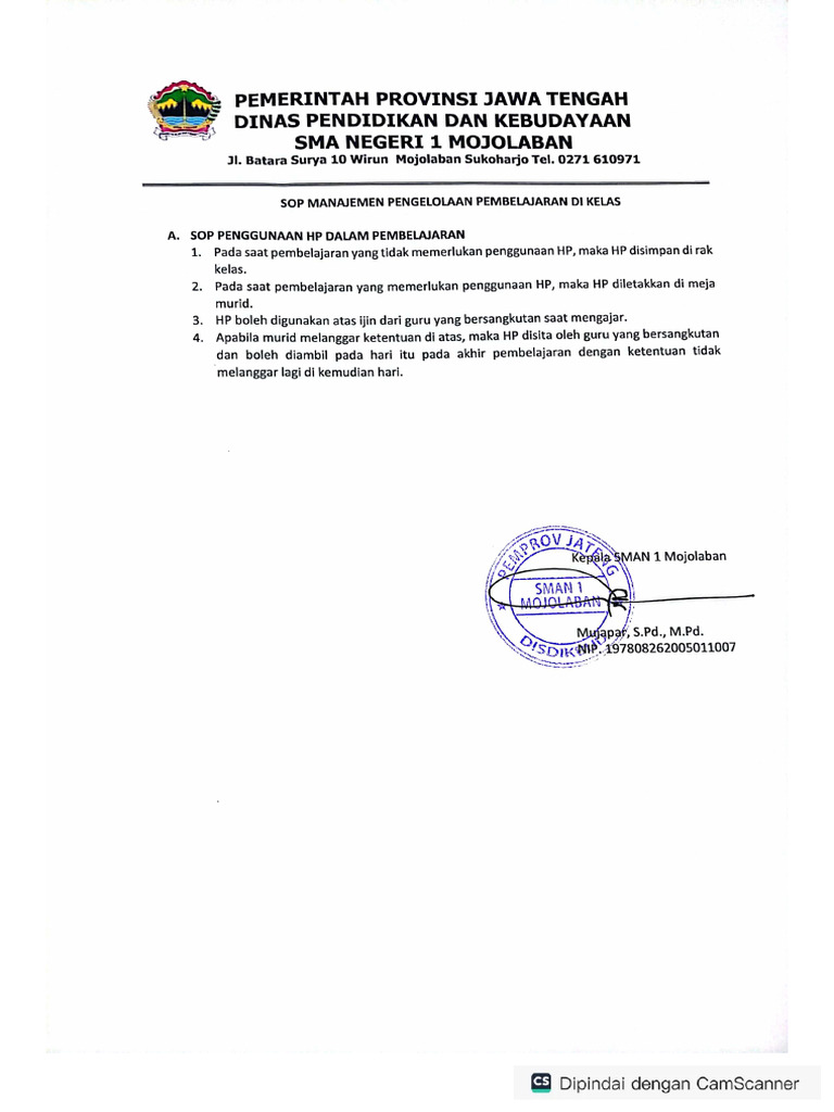 SOP Penggunaan HP | PDF