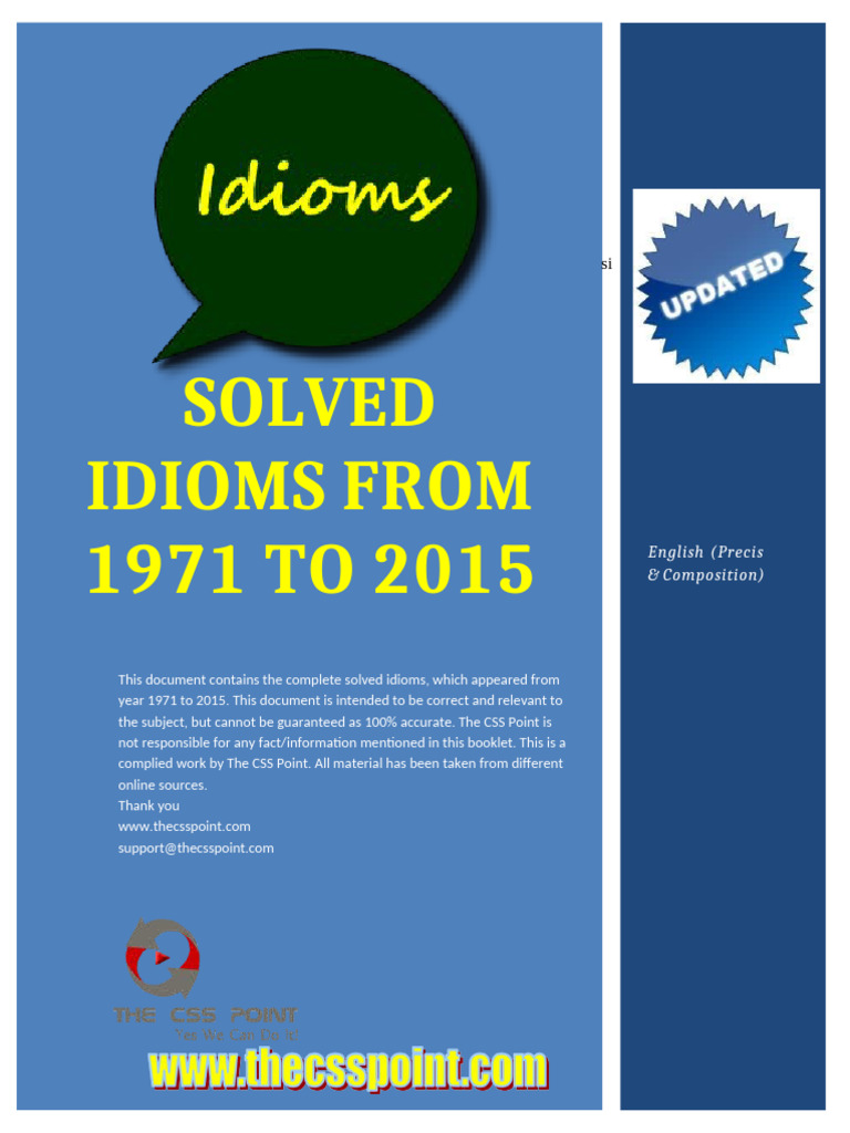 17.8 Solved Idioms From 1971 To 2015 - Updated | PDF