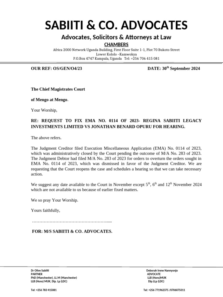 Hearing Request for EMA No. 0114 Case | PDF