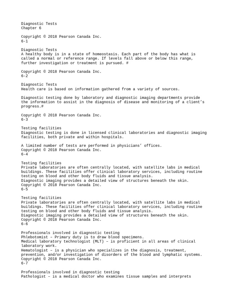 11 Chapter 6 Diagnostic Tests by Thompson | PDF | Blood | Blood Cell