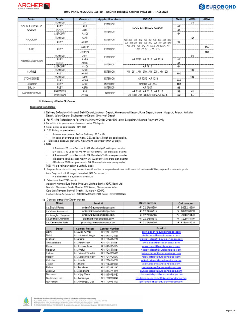 Archer Business Patner Price List 17.06.2024 | PDF | Money | Banking
