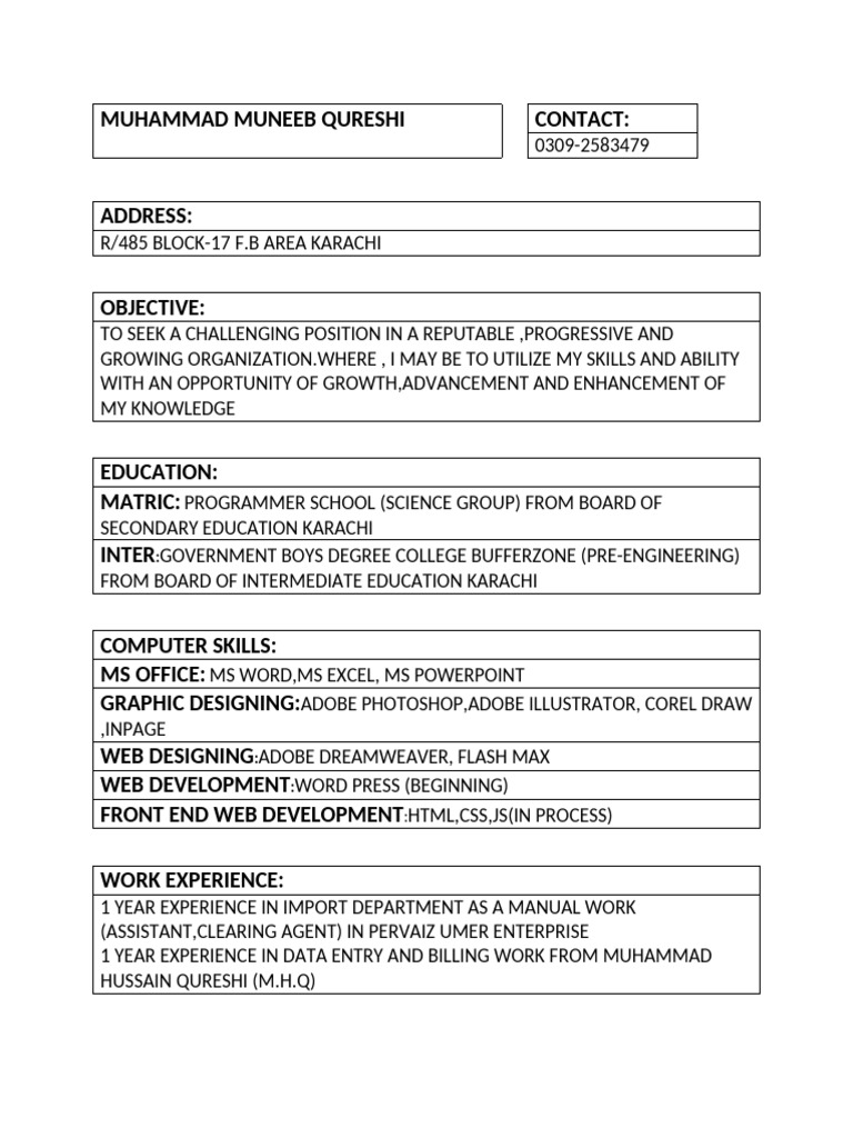 Share MUNEEB CV (2) NEW | PDF