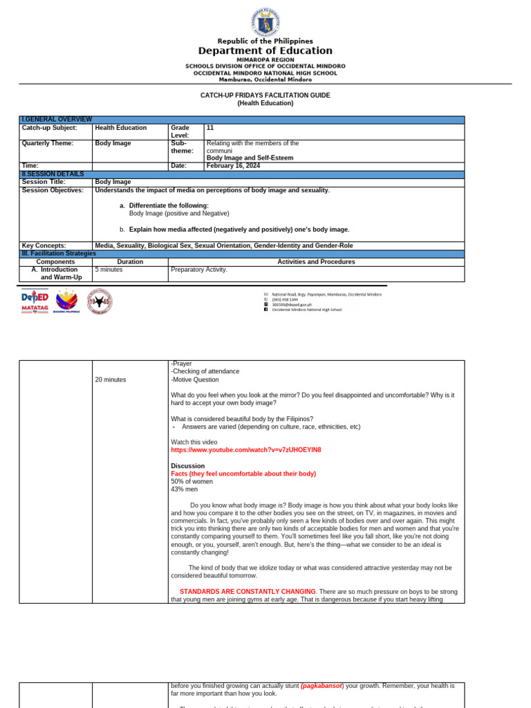 Health-session-guide-2-BODY-IMAGE | PDF | Body Image | Eating Disorder