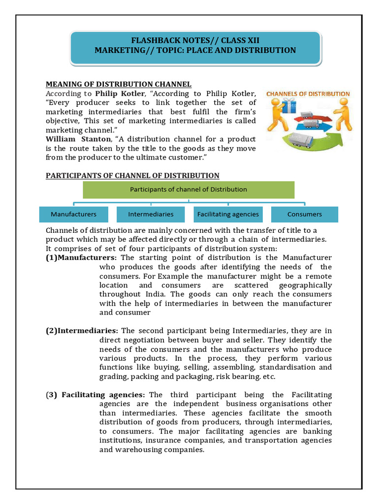 Flashback Notes, Unit-3, XII Class (Term-1) | PDF | Logistics | Goods