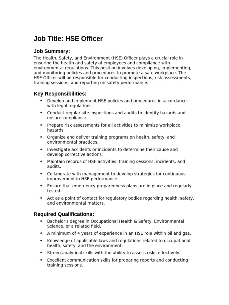 Hse Officer | PDF