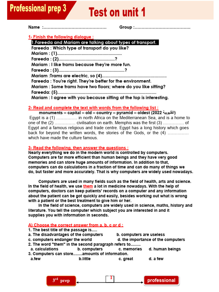 Prep 3 Unit 1 | PDF | Games & Activities