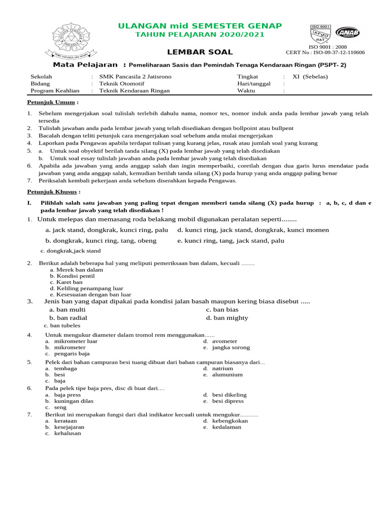 Ulangan Mid Semester Genap 2021 (2) Wahyu Ariyanto | PDF
