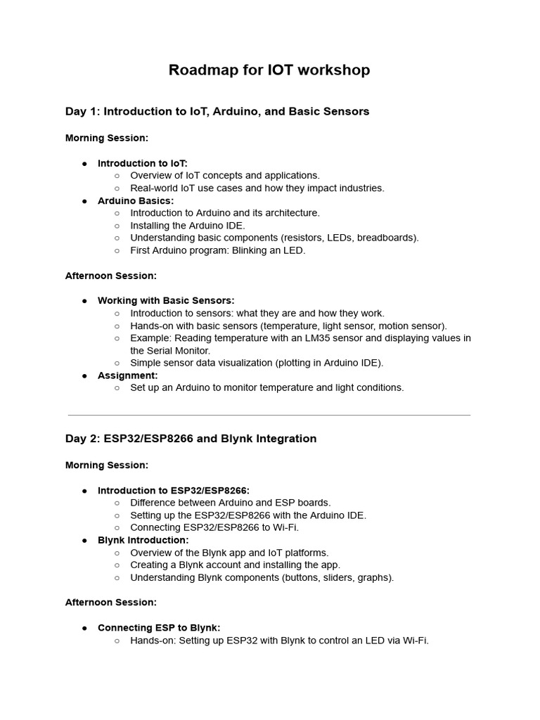 Roadmap For IOT Workshop | PDF | Arduino | Internet Of Things