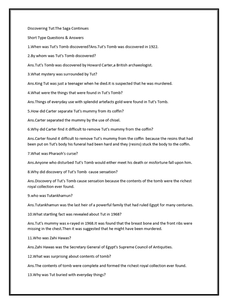 Discovering Tut | PDF | Tutankhamun | Mummy