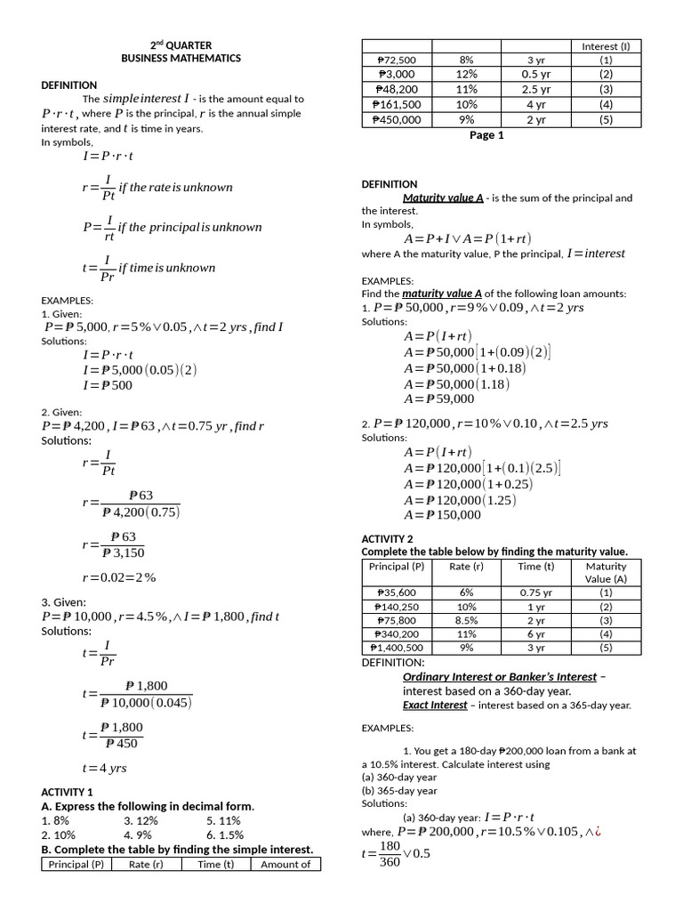 2nd Quarter Gen Mathmodule Simple Compound Interest | PDF | Interest ...