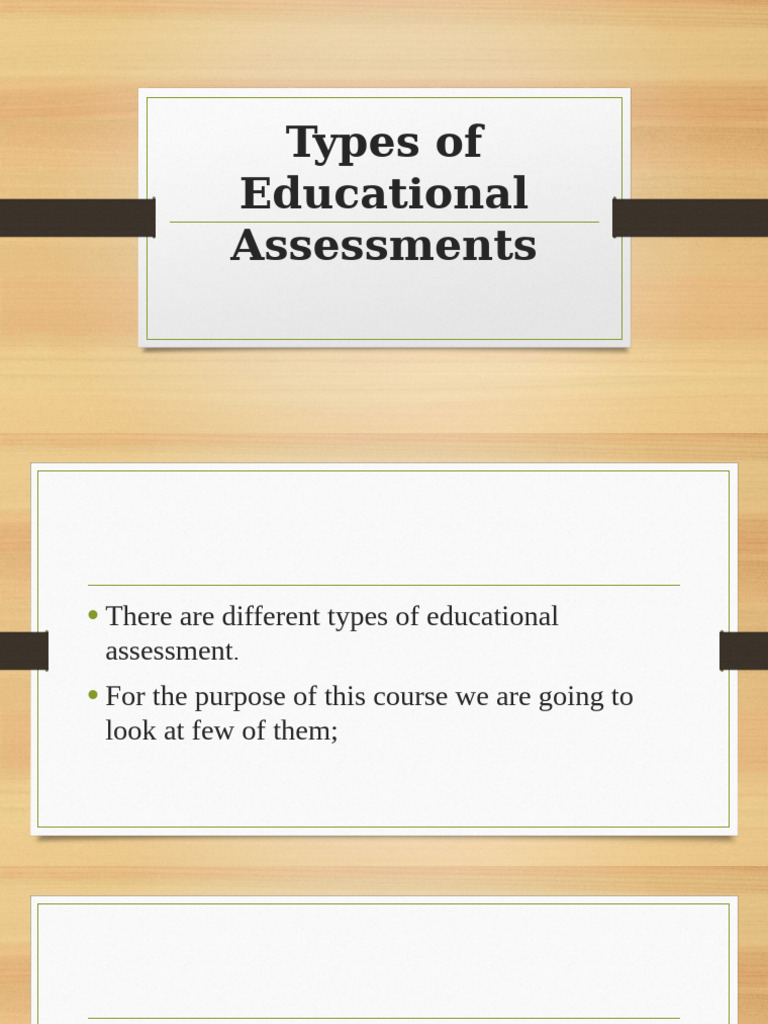 Types of Educational Assessments | PDF | Educational Assessment ...