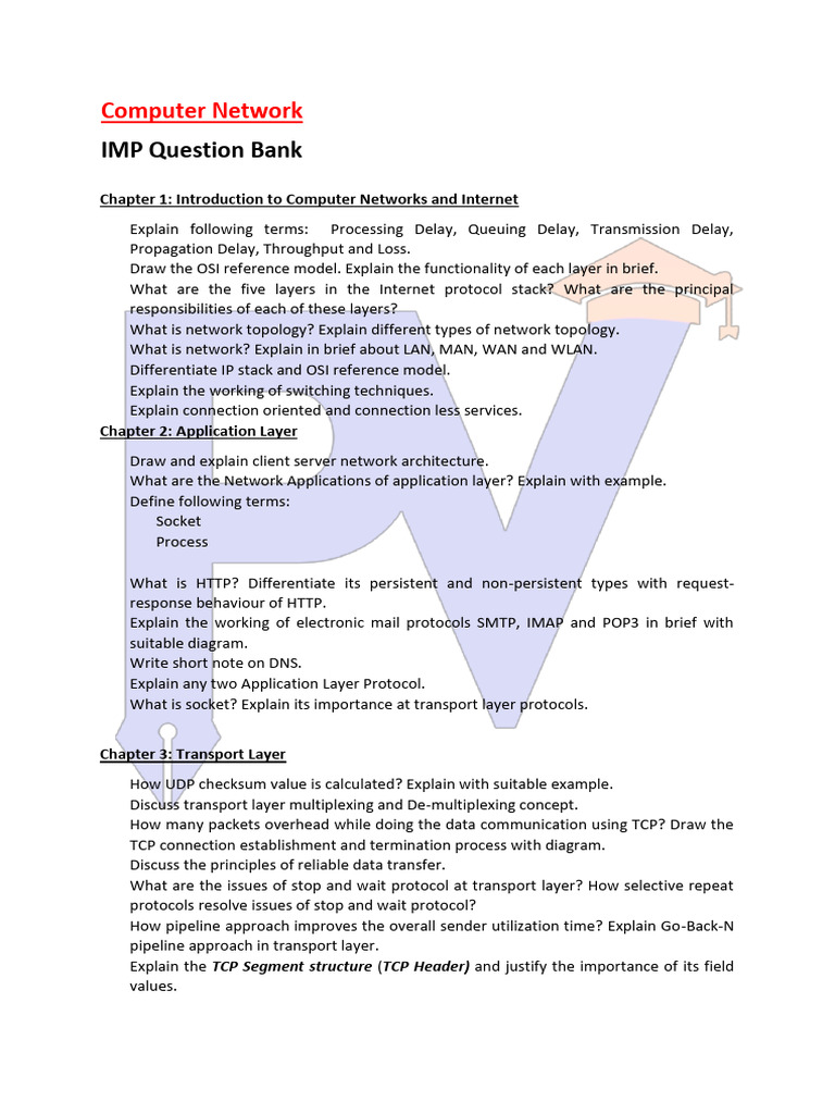 Computer Networks Question Bank | PDF | Computer Network | Transmission Control Protocol