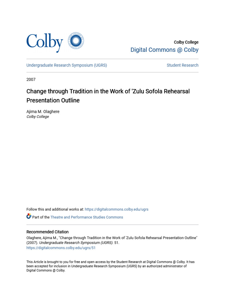 Change Through Tradition: 'Zulu Sofola | PDF | Traditions | Igbo People