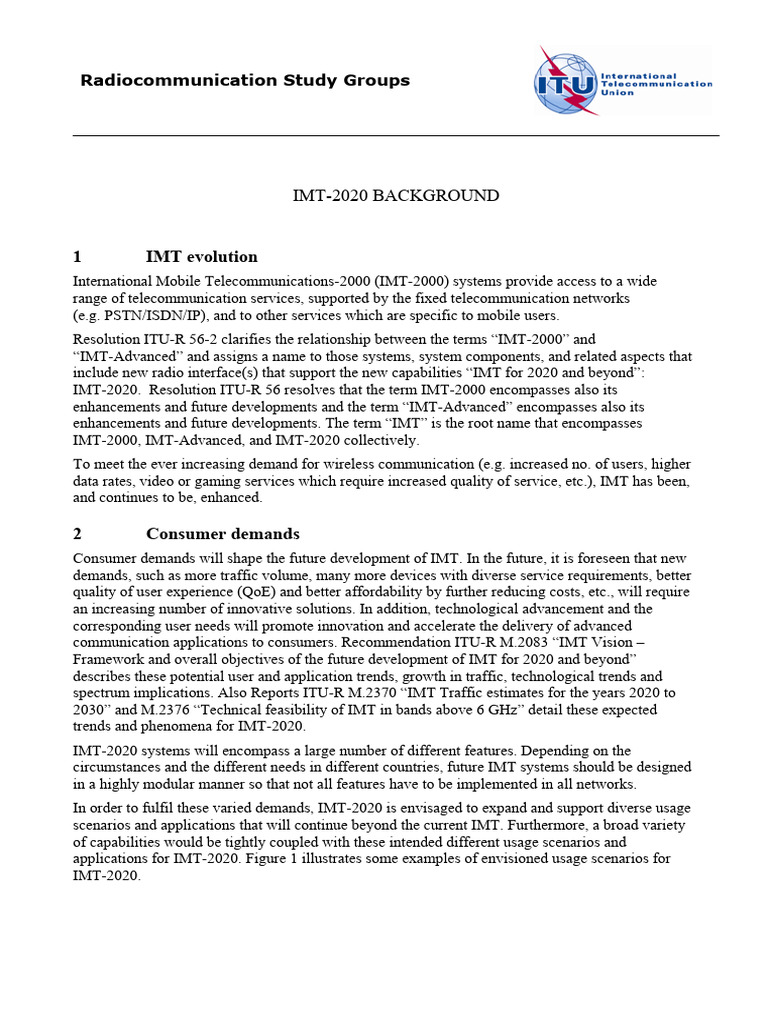 1 IMT Evolution: Radiocommunication Study Groups | PDF | Computer Network | Bit Rate