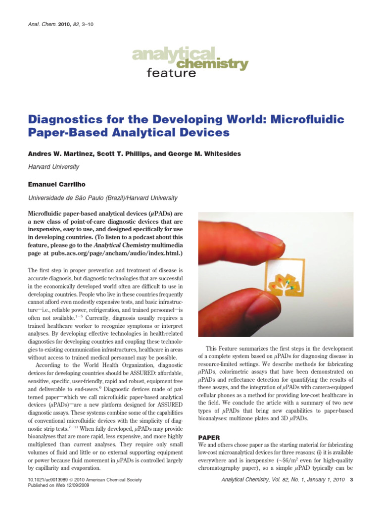 Microfluidic Paper-Based Analytical Devices | PDF | Medical Diagnosis ...