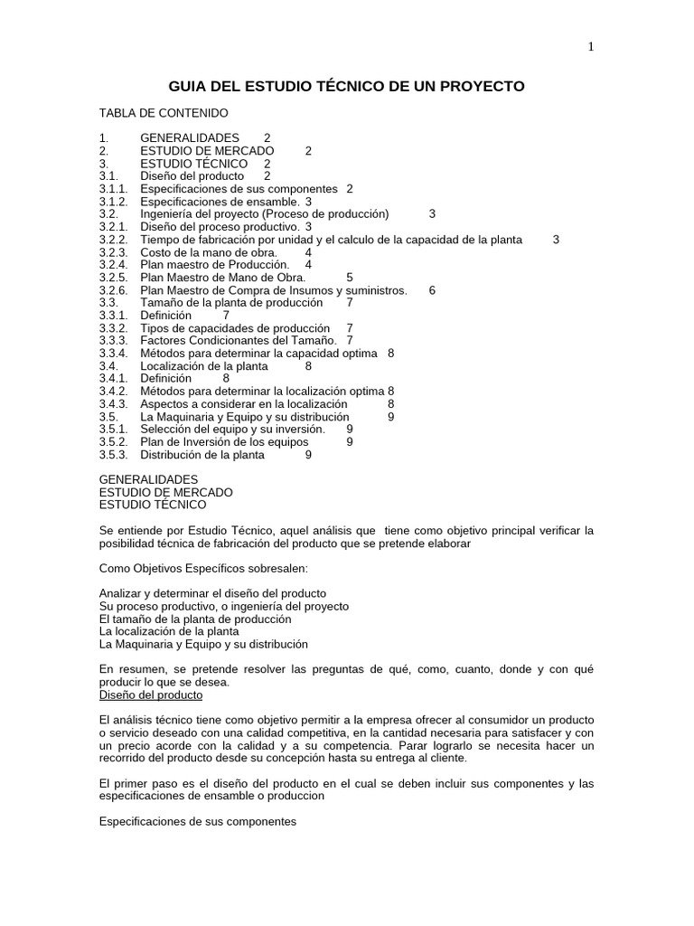 Guia Del Estudio Técnico de Un Proyecto | PDF | Producto (Negocio ...