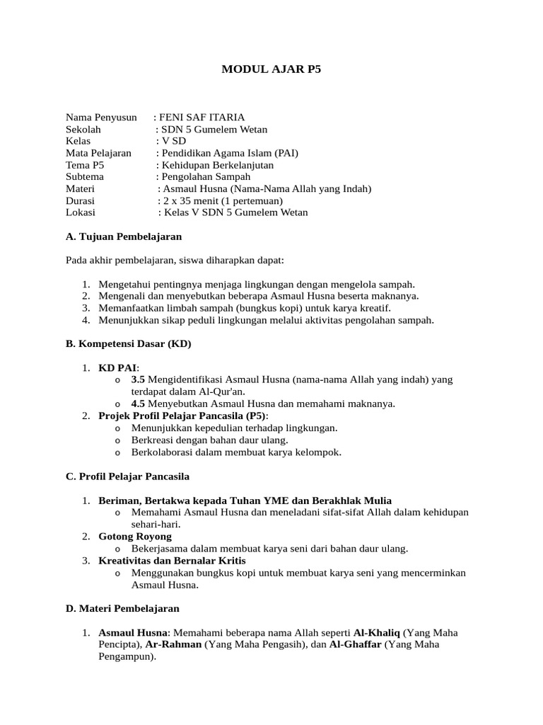 Modul Ajar P5 | PDF